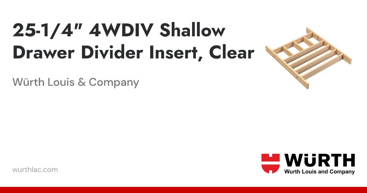 25-1/4" 4WDIV Shallow Drawer Divider Insert, Clear | Würth Louis & Company