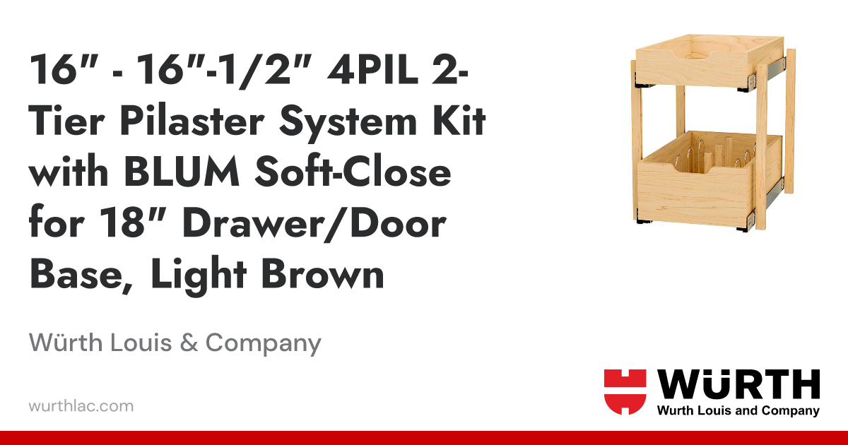 16" - 16"-1/2" 4PIL 2-Tier Pilaster System Kit with BLUM Soft-Close for ...