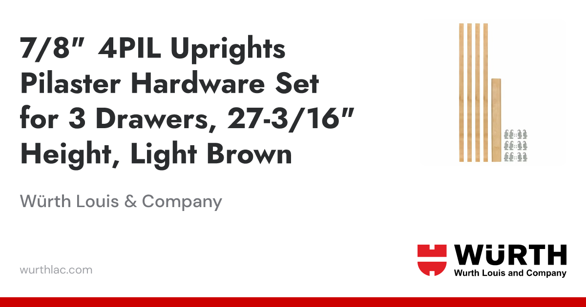 7/8" 4PIL Uprights Pilaster Hardware Set for 3 Drawers, 27-3/16" Height ...