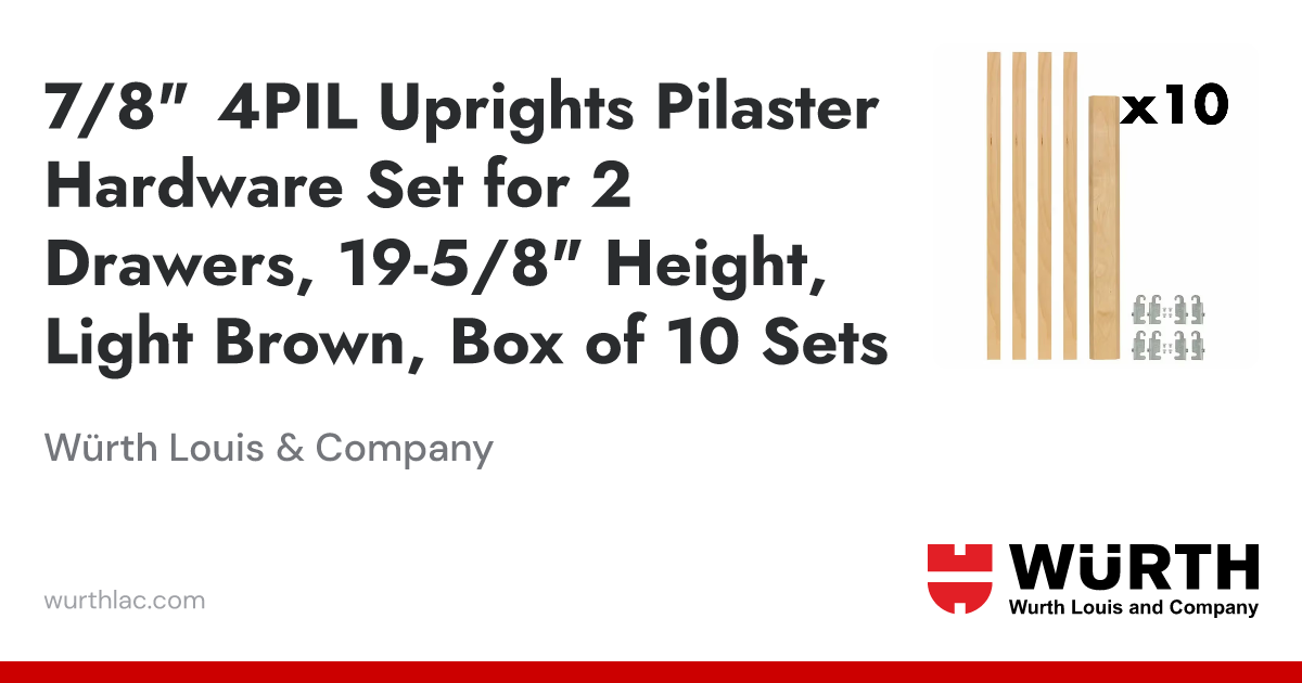 7/8" 4PIL Uprights Pilaster Hardware Set for 2 Drawers, 19-5/8" Height ...