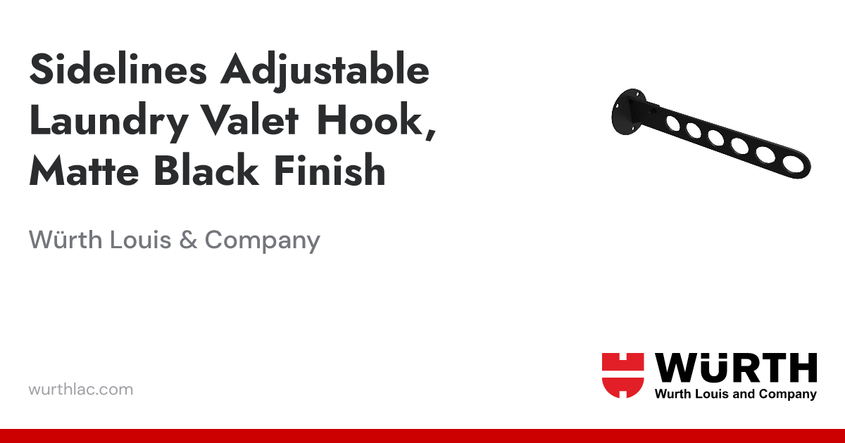 Sidelines Adjustable Laundry Valet Hook, Matte Black Finish | Würth ...