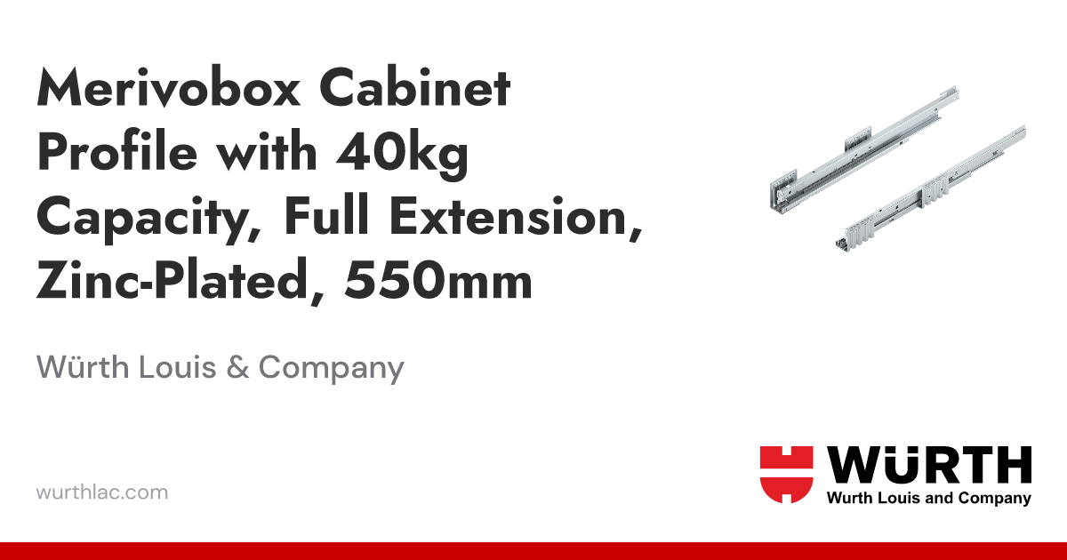 Merivobox Cabinet Profile with 40kg Capacity, Full Extension, Zinc ...