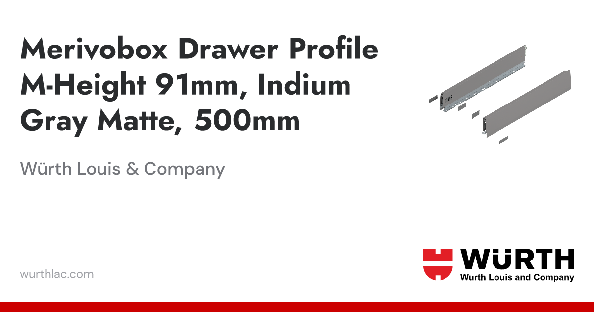 Merivobox Drawer Profile M-Height 91mm, Indium Gray Matte, 500mm ...