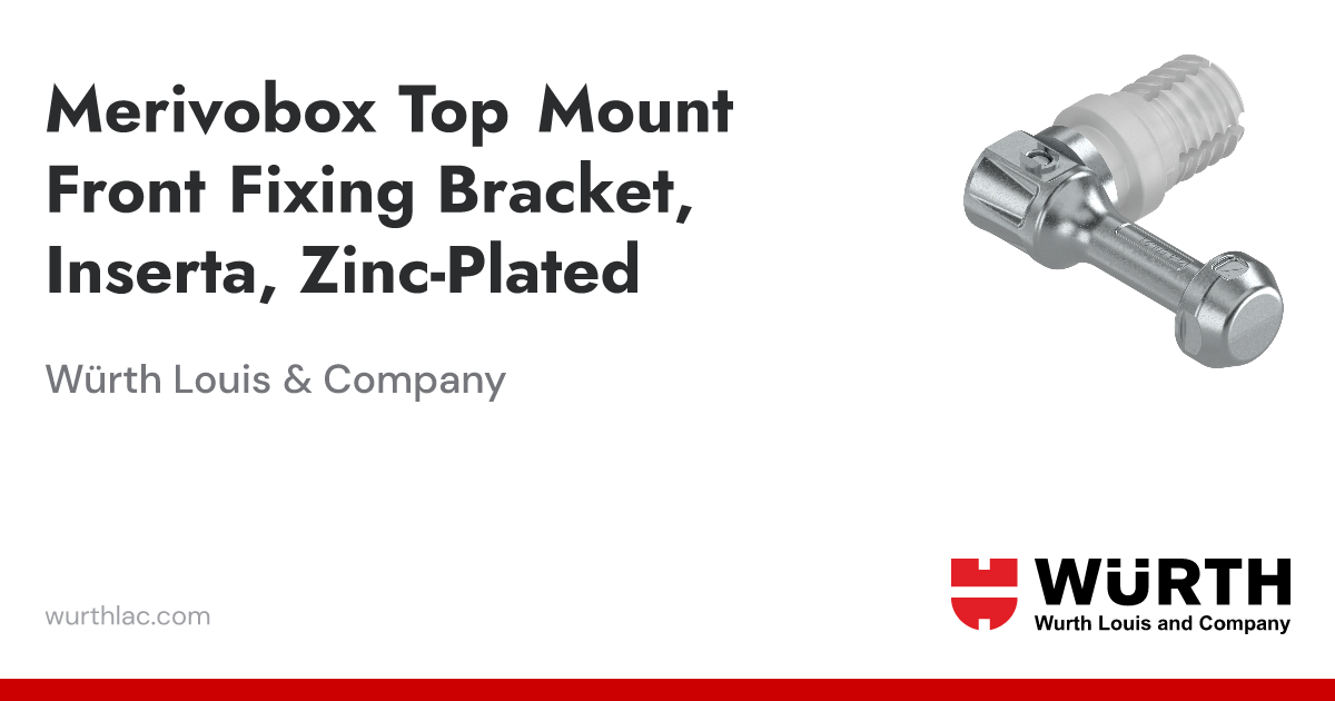 Merivobox Top Mount Front Fixing Bracket, Inserta, Zinc-Plated | Würth ...