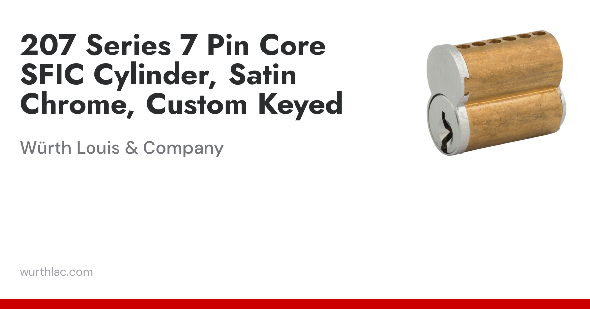 207 Series 7 Pin Core SFIC Cylinder, Satin Chrome, Custom Keyed | Würth ...