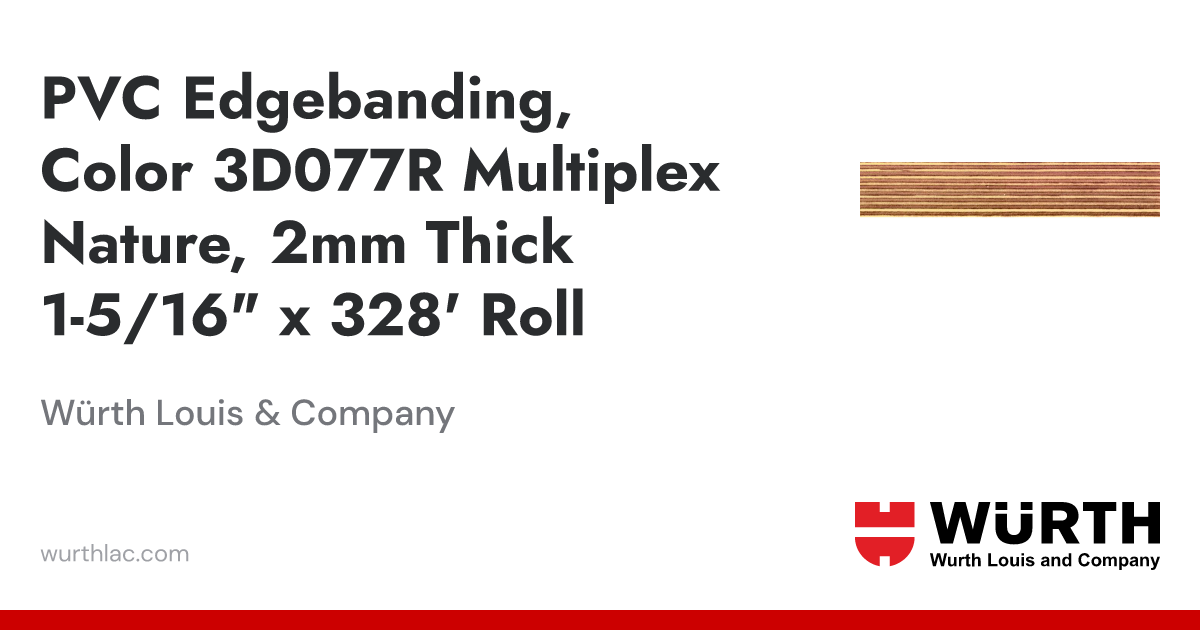 PVC Edgebanding, Color 3D077R Multiplex Nature, 2mm Thick 1-5/16" x 328 ...
