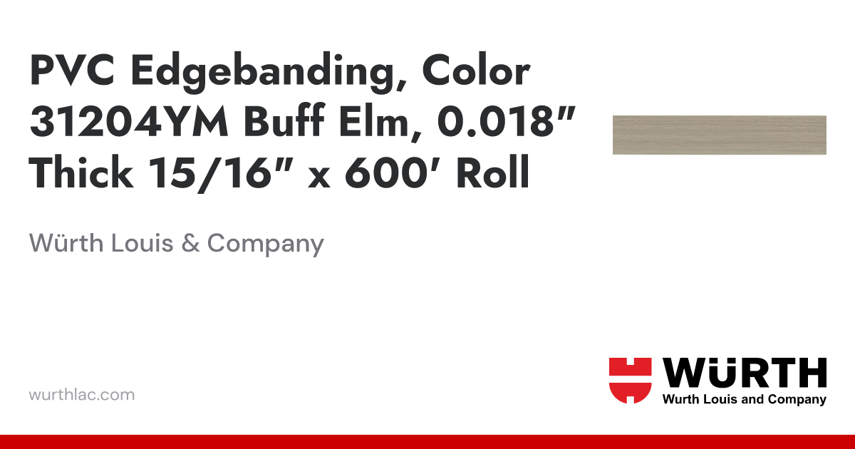 PVC Edgebanding, Color 31204YM Buff Elm, 0.018" Thick 15/16" x 600 ...