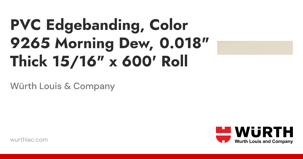 PVC Edgebanding, Color 9265 Morning Dew, 0.018" Thick 15/16" x 600 ...