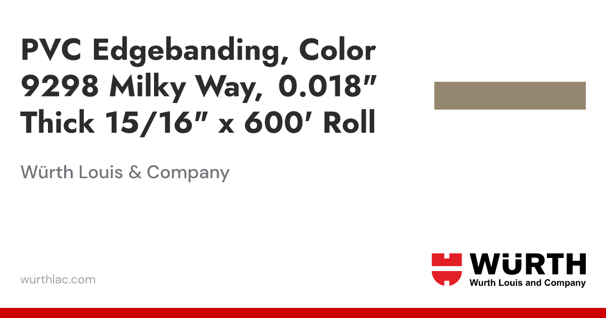 PVC Edgebanding, Color 9298 Milky Way, 0.018" Thick 15/16" x 600' Roll ...