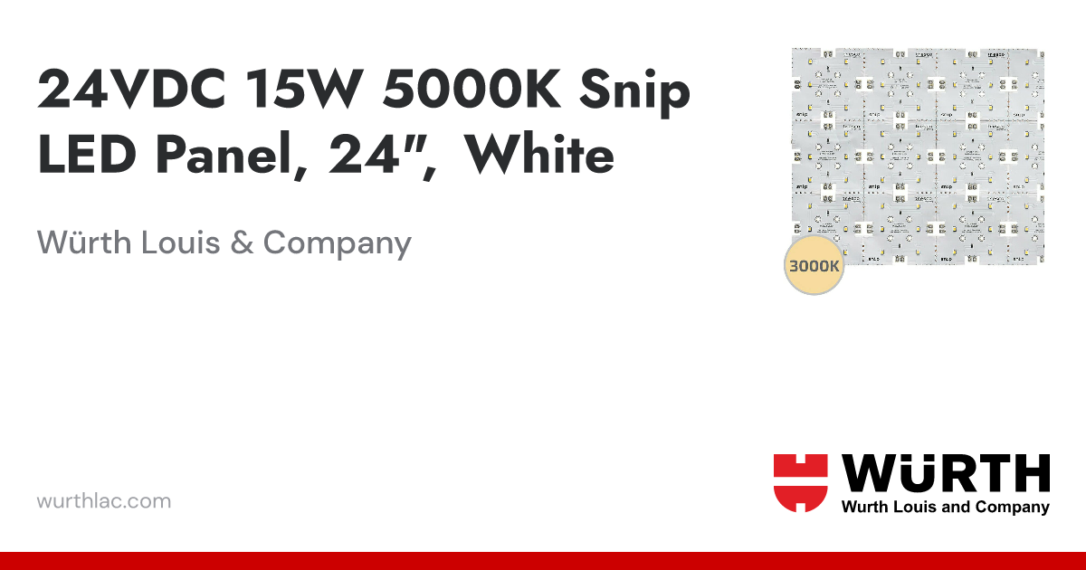24VDC 15W 5000K Snip LED Panel, 24", White | Würth Louis & Company