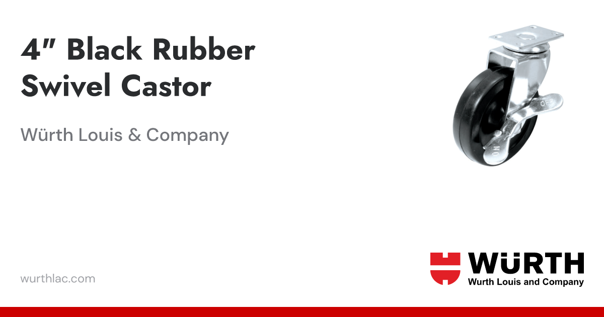 4" Black Rubber Swivel Castor | Würth Louis & Company