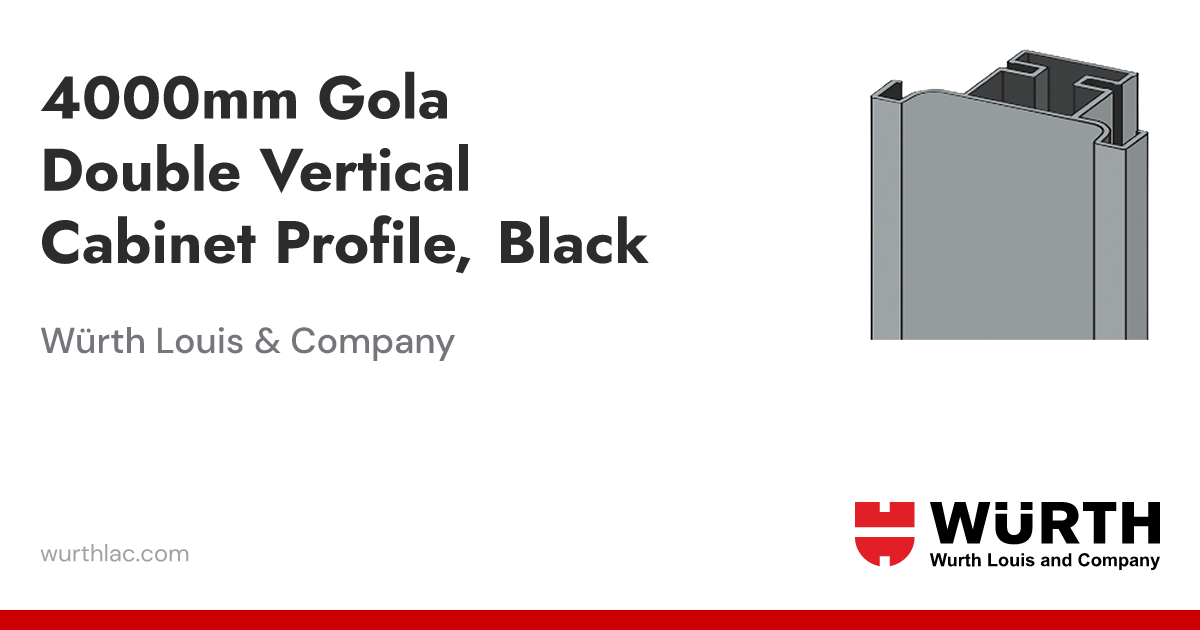 4000mm Gola Double Vertical Cabinet Profile, Black | Würth Louis & Company