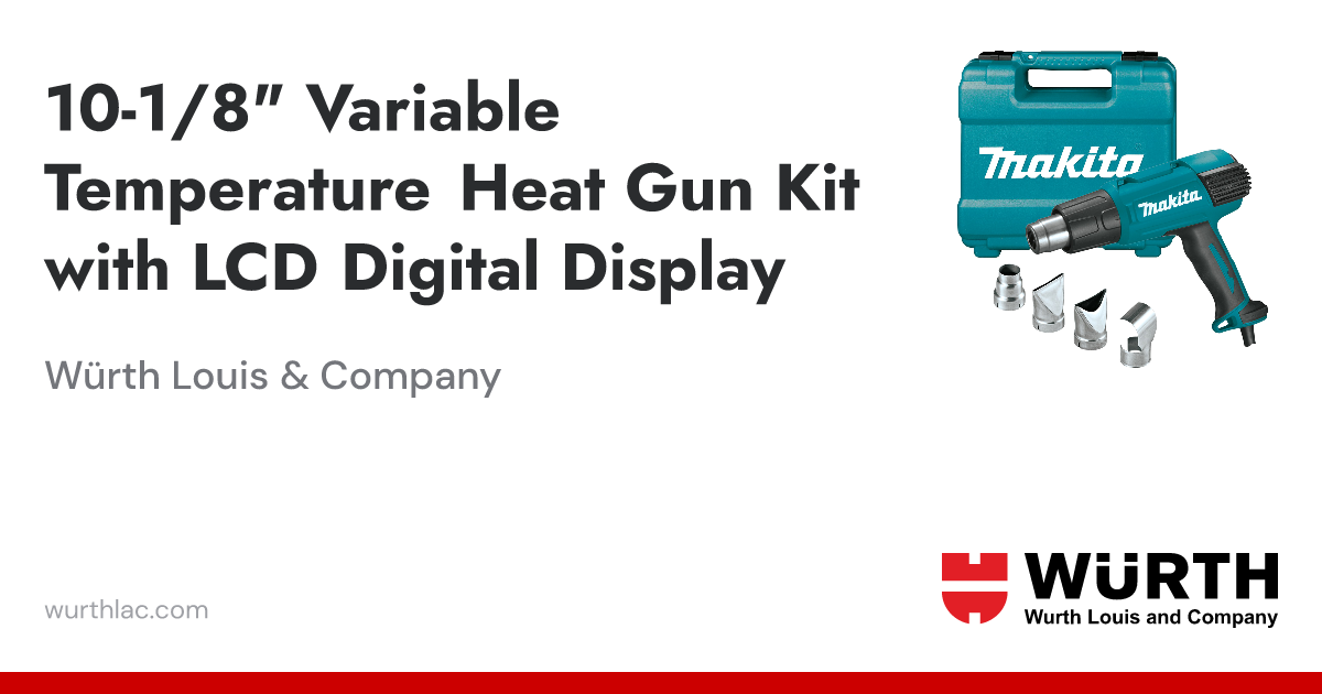 10-1/8" Variable Temperature Heat Gun Kit with LCD Digital Display ...