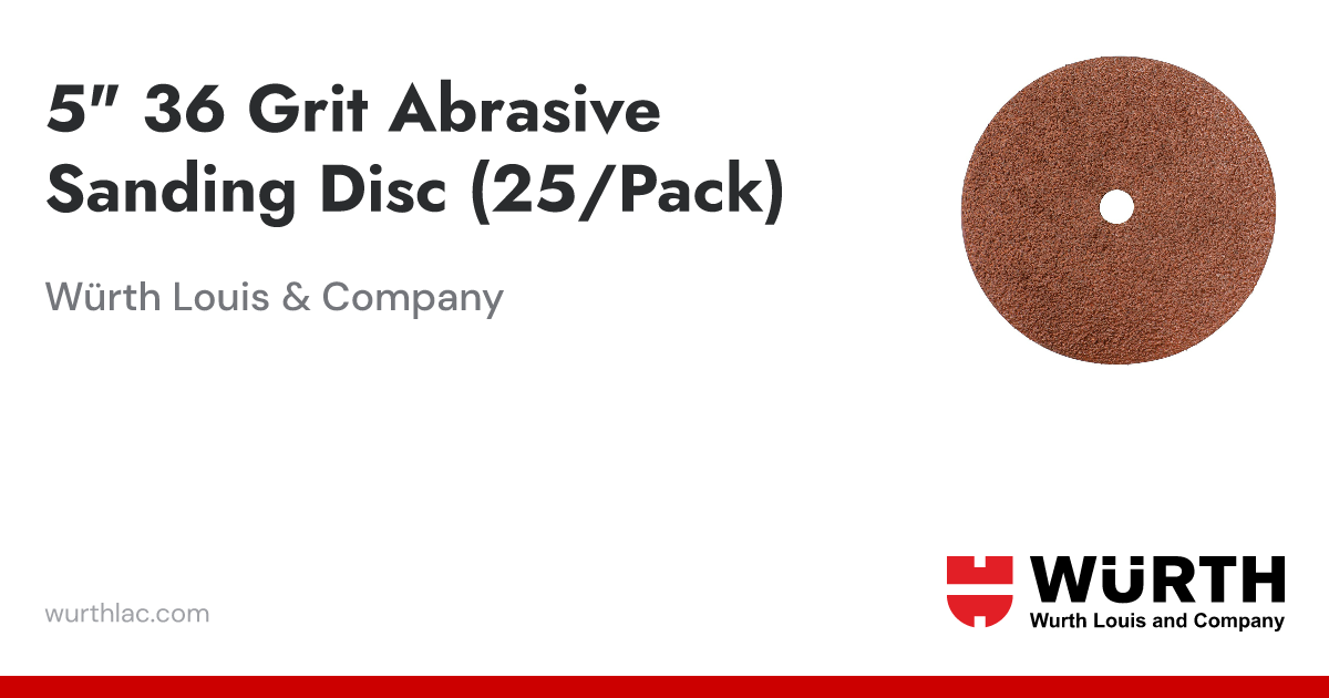 5" 36 Grit Abrasive Sanding Disc (25/Pack) | Würth Louis & Company