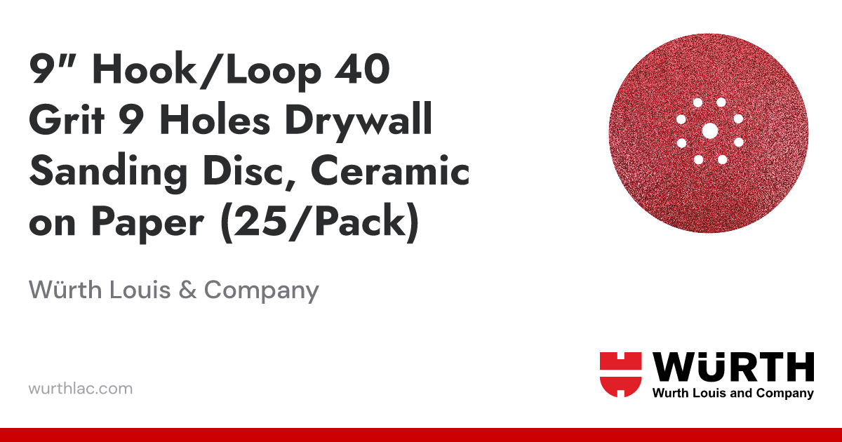 9" Hook/Loop 40 Grit 9 Holes Drywall Sanding Disc, Ceramic on Paper (25 ...