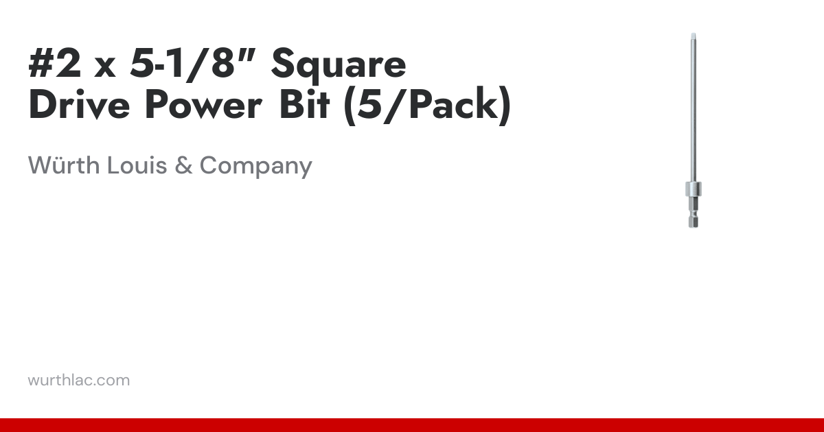 #2 x 5-1/8" Square Drive Power Bit (5/Pack) | Würth Louis & Company