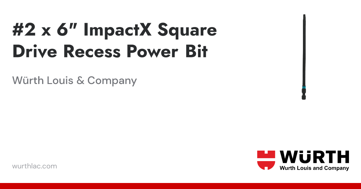 #2 x 6" ImpactX Square Drive Recess Power Bit | Würth Louis & Company