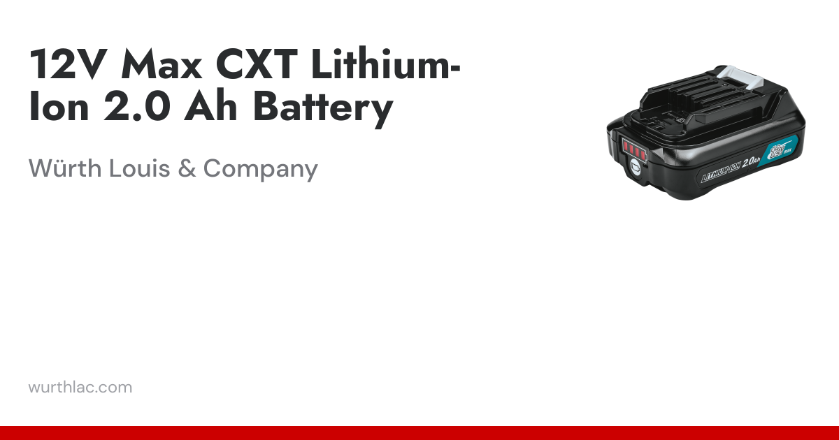 12V Max CXT Lithium-Ion 2.0 Ah Battery | Würth Louis & Company