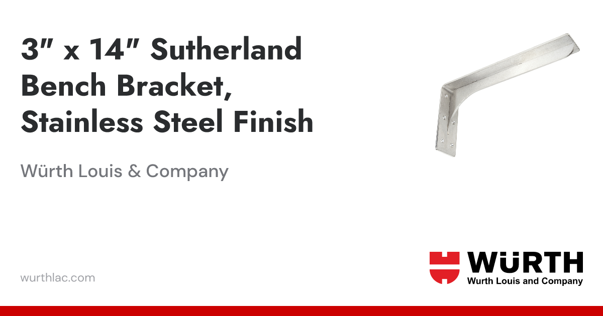 3" x 14" Sutherland Bench Bracket, Stainless Steel Finish | Würth Louis ...