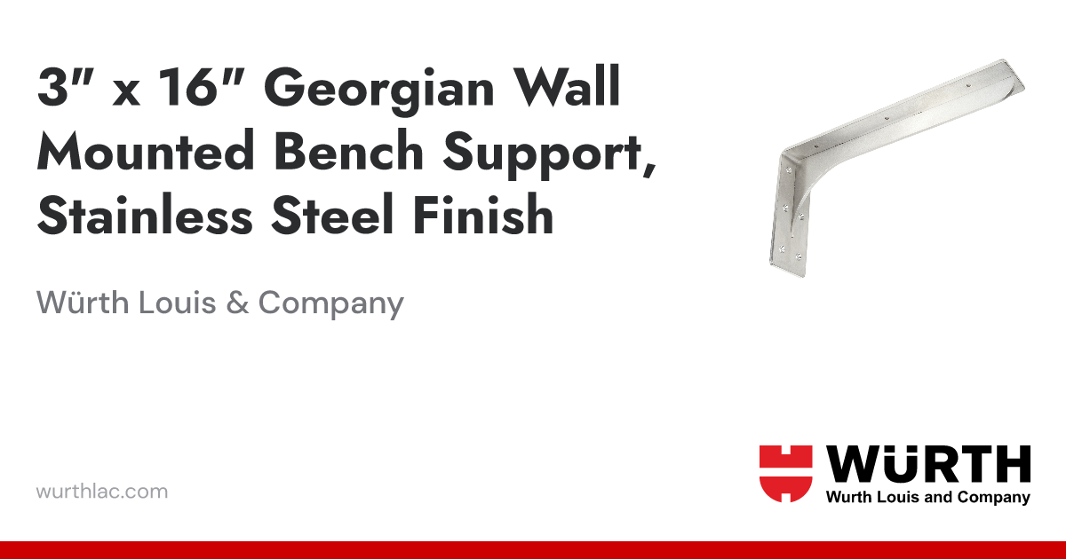 3" x 16" Georgian Wall Mounted Bench Support, Stainless Steel Finish ...