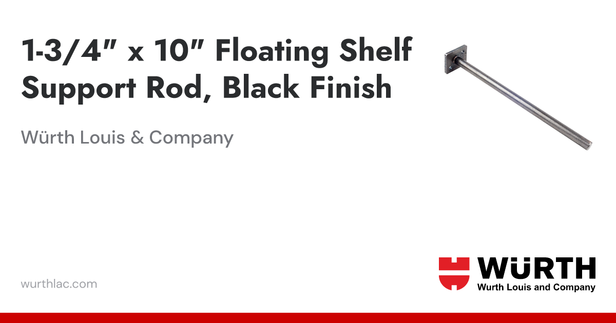 1-3/4" x 10" Floating Shelf Support Rod, Black Finish | Würth Louis ...