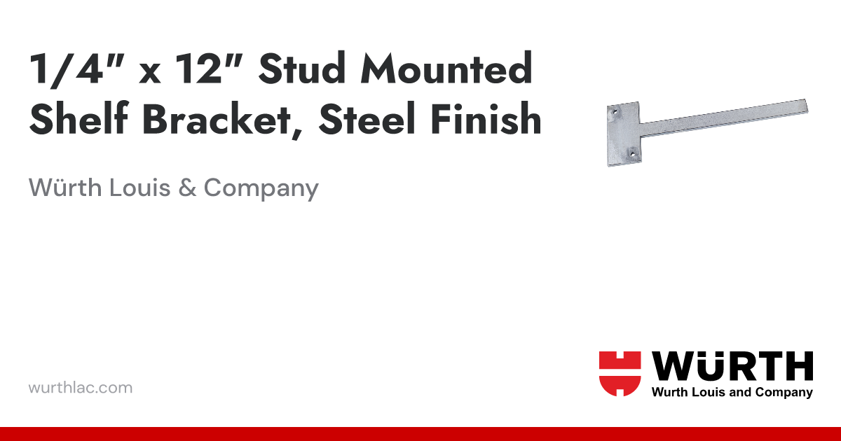 1/4" x 12" Stud Mounted Shelf Bracket, Steel Finish | Würth Louis & Company