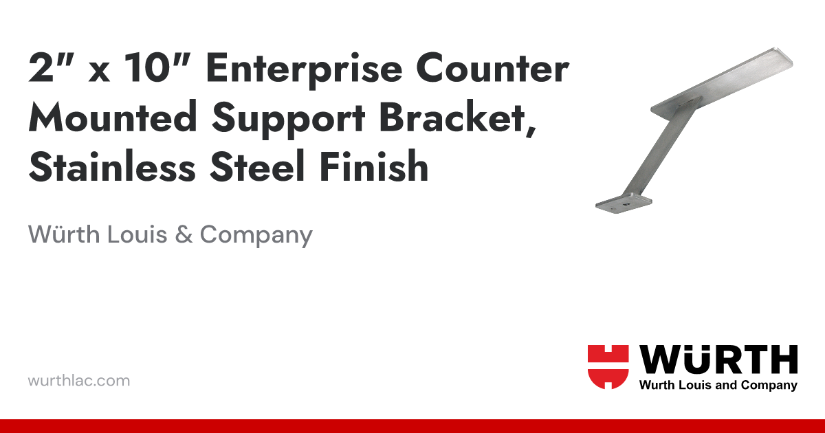 2" x 10" Enterprise Counter Mounted Support Bracket, Stainless Steel ...