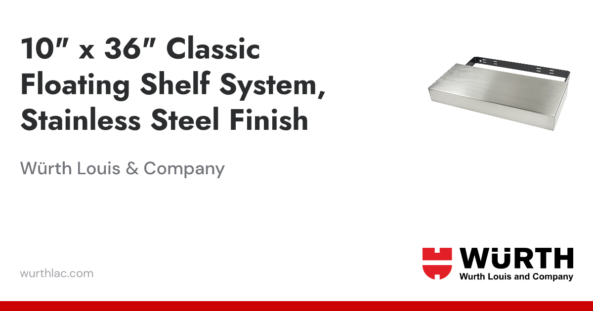 10" x 36" Classic Floating Shelf System, Stainless Steel Finish | Würth ...