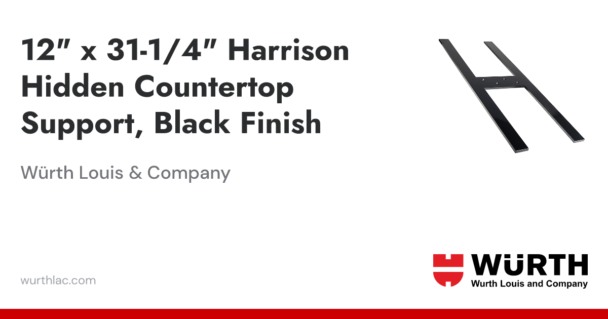 12" x 31-1/4" Harrison Hidden Countertop Support, Black Finish | Würth ...