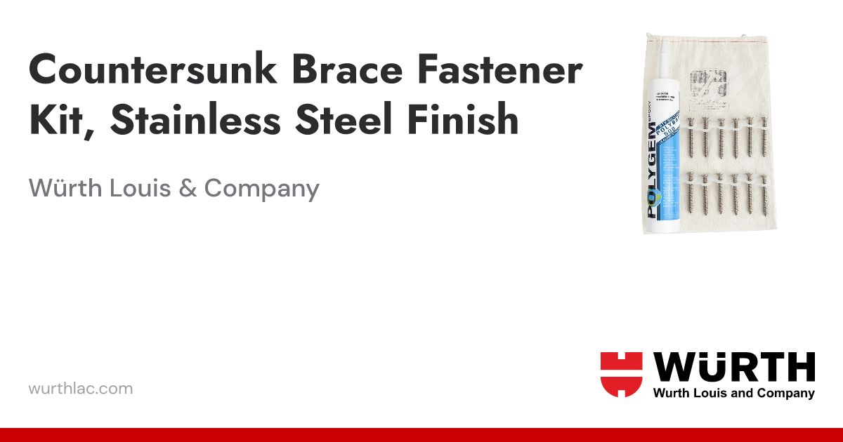 Countersunk Brace Fastener Kit, Stainless Steel Finish | Würth Louis ...