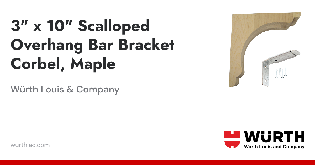 3" x 10" Scalloped Overhang Bar Bracket Corbel, Maple | Würth Louis ...