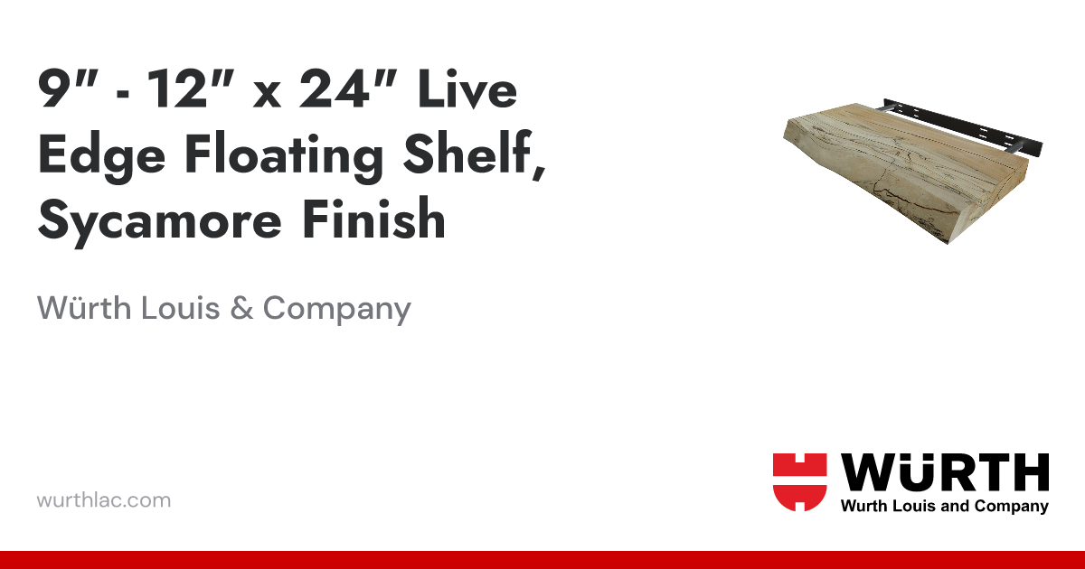 9" - 12" x 24" Live Edge Floating Shelf, Sycamore Finish | Würth Louis ...