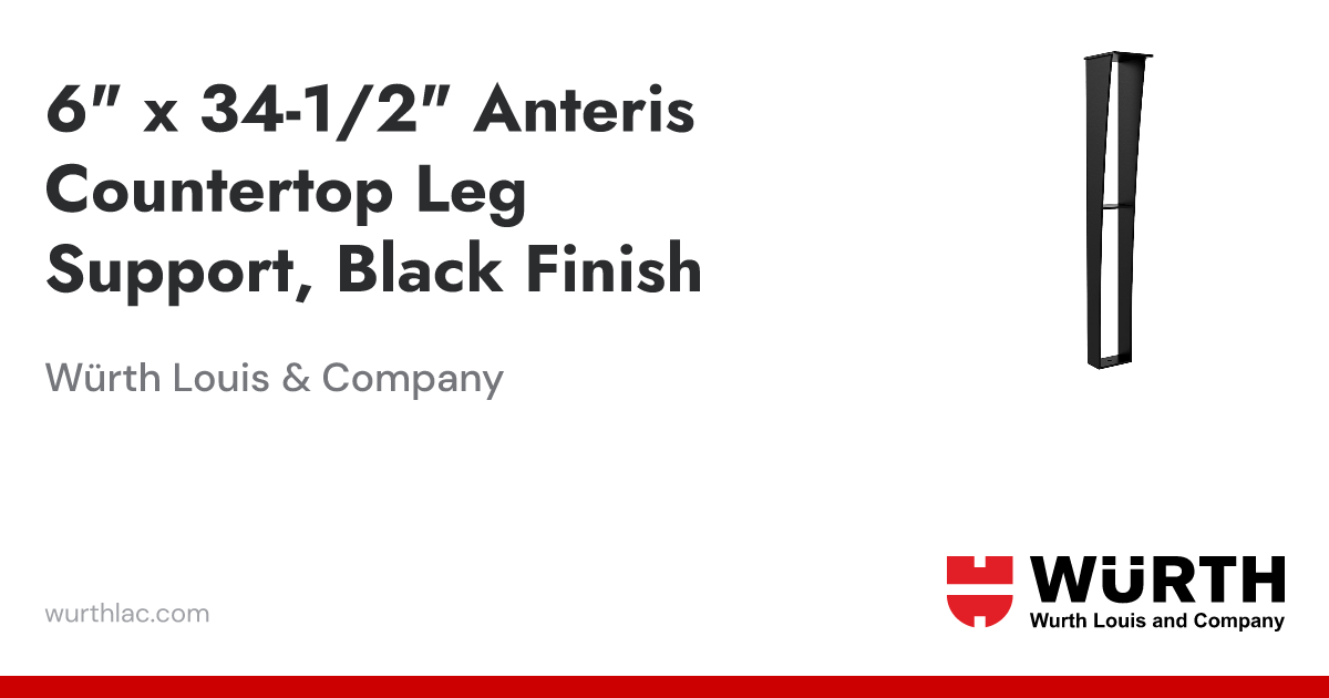 6" x 34-1/2" Anteris Countertop Leg Support, Black Finish | Würth Louis ...