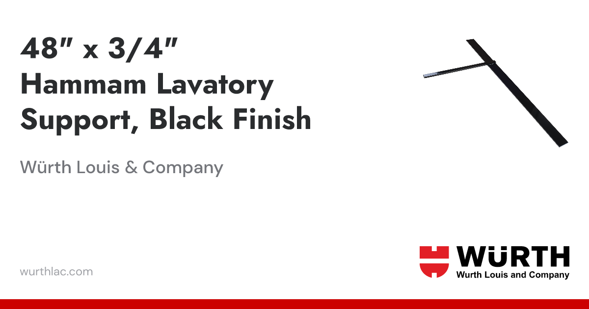 48" x 3/4" Hammam Lavatory Support, Black Finish | Würth Louis & Company