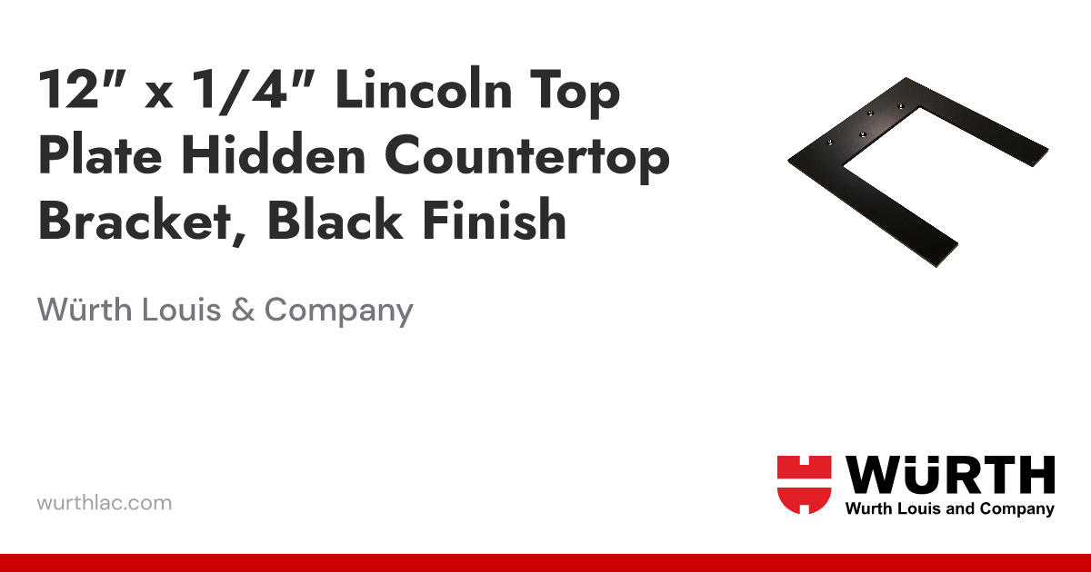 12" x 1/4" Lincoln Top Plate Hidden Countertop Bracket, Black Finish ...