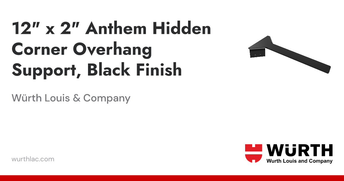 12" x 2" Anthem Hidden Corner Overhang Support, Black Finish | Würth ...