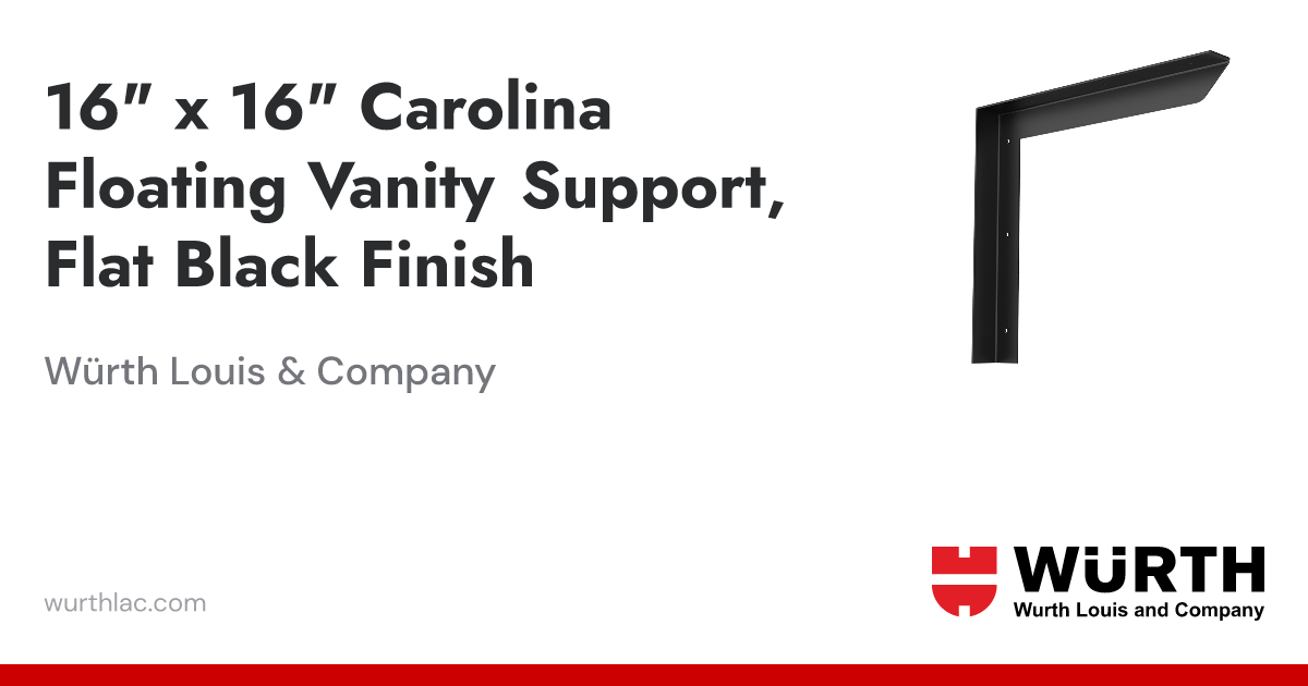 16" x 16" Carolina Floating Vanity Support, Flat Black Finish | Würth ...