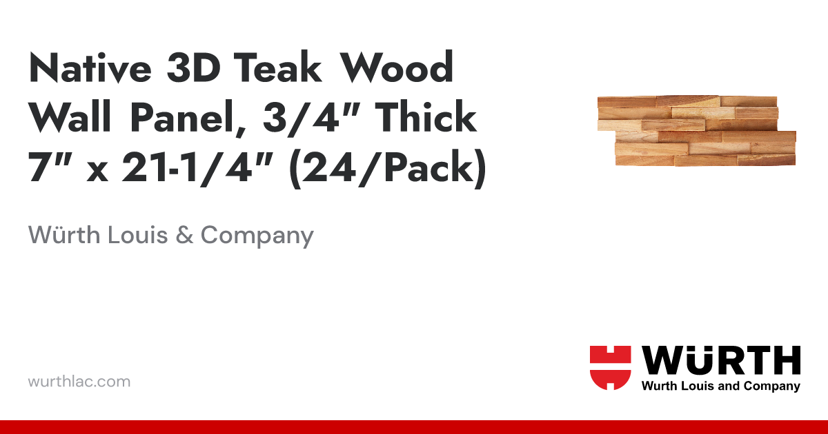 Native 3D Teak Wood Wall Panel, 3/4" Thick 7" x 21-1/4" (24/Pack ...