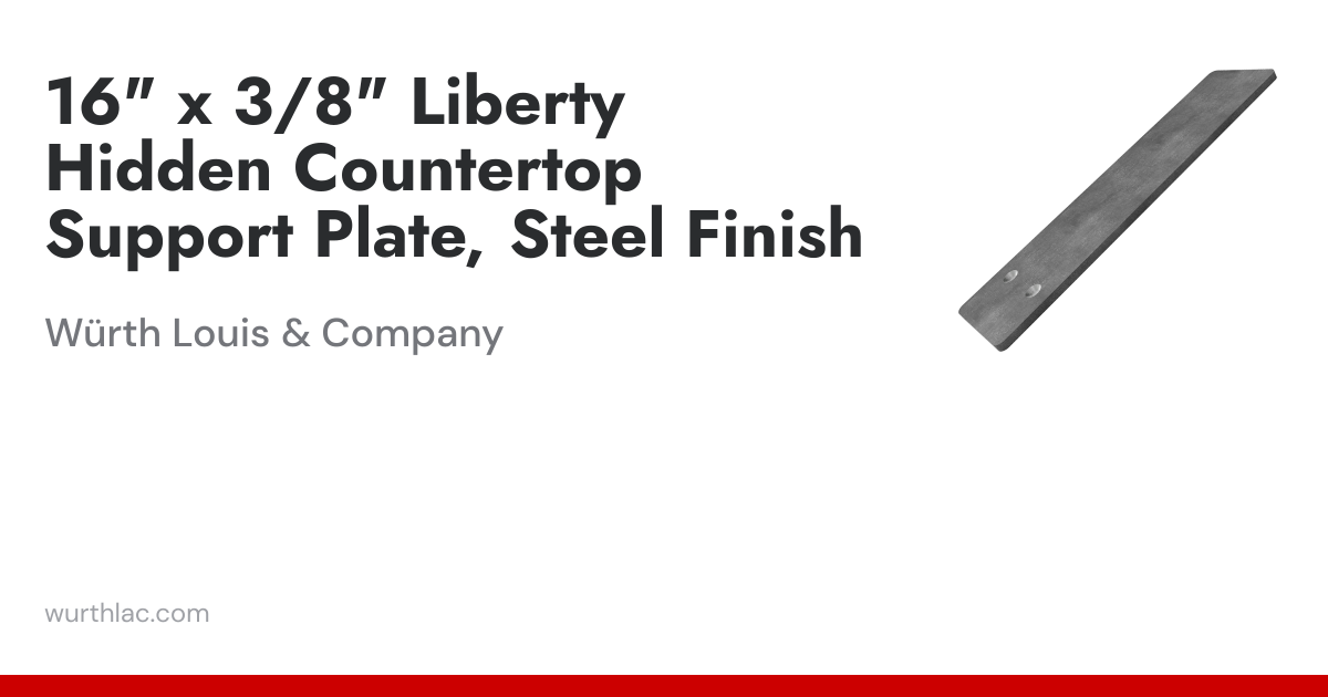 16" x 3/8" Liberty Hidden Countertop Support Plate, Steel Finish ...
