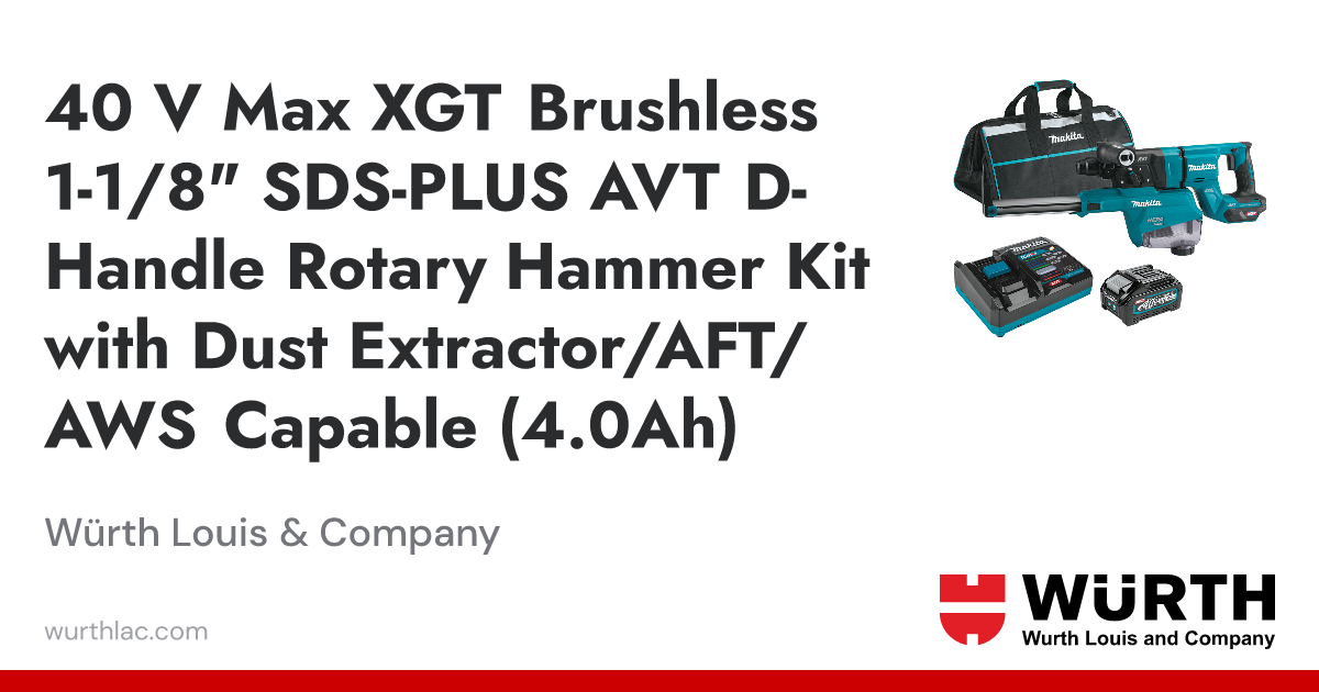 40 V Max XGT Brushless 1-1/8" SDS-PLUS AVT D-Handle Rotary Hammer Kit ...