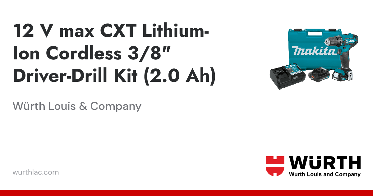 12 V max CXT Lithium-Ion Cordless 3/8" Driver-Drill Kit (2.0 Ah ...