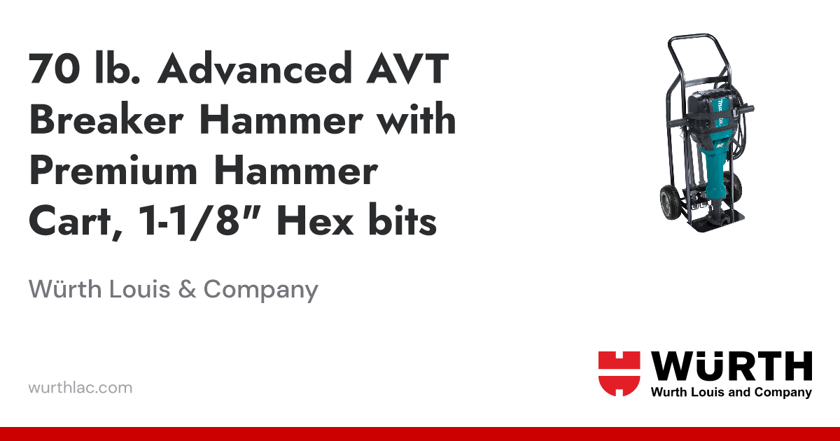 70 lb. Advanced AVT Breaker Hammer with Premium Hammer Cart, 1-1/8" Hex ...