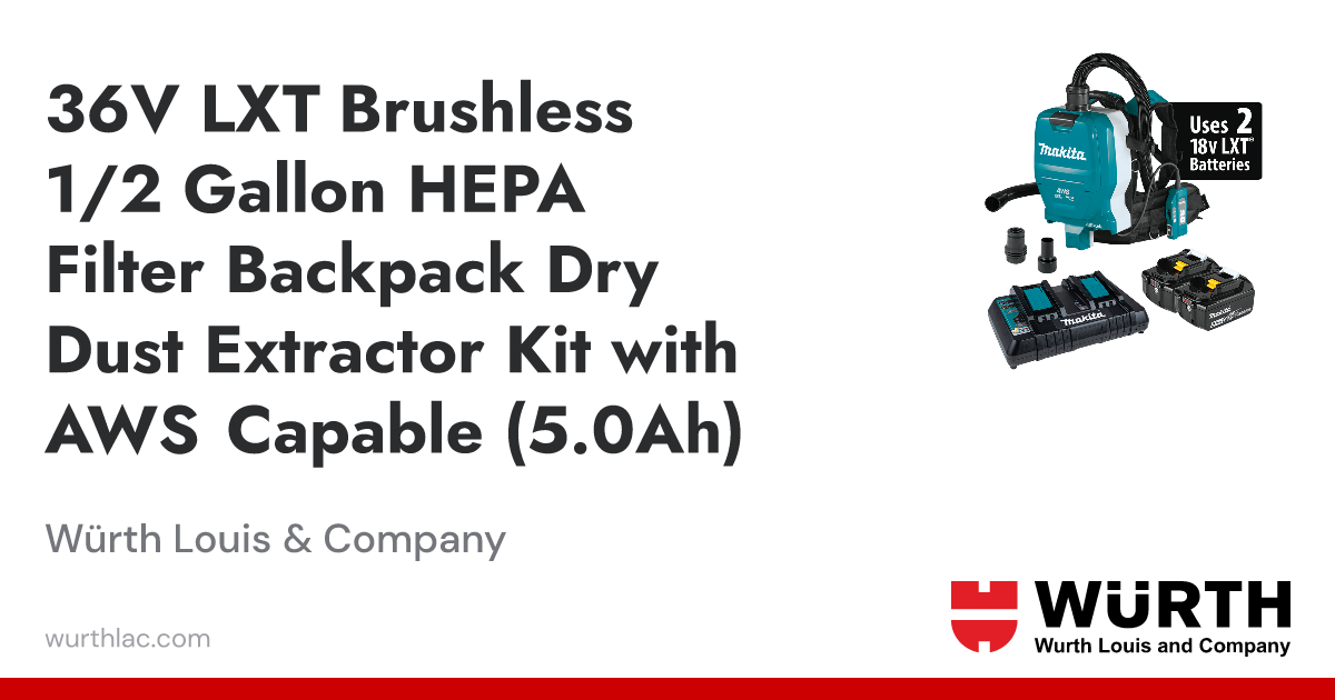 36V LXT Brushless 1/2 Gallon HEPA Filter Backpack Dry Dust Extractor ...