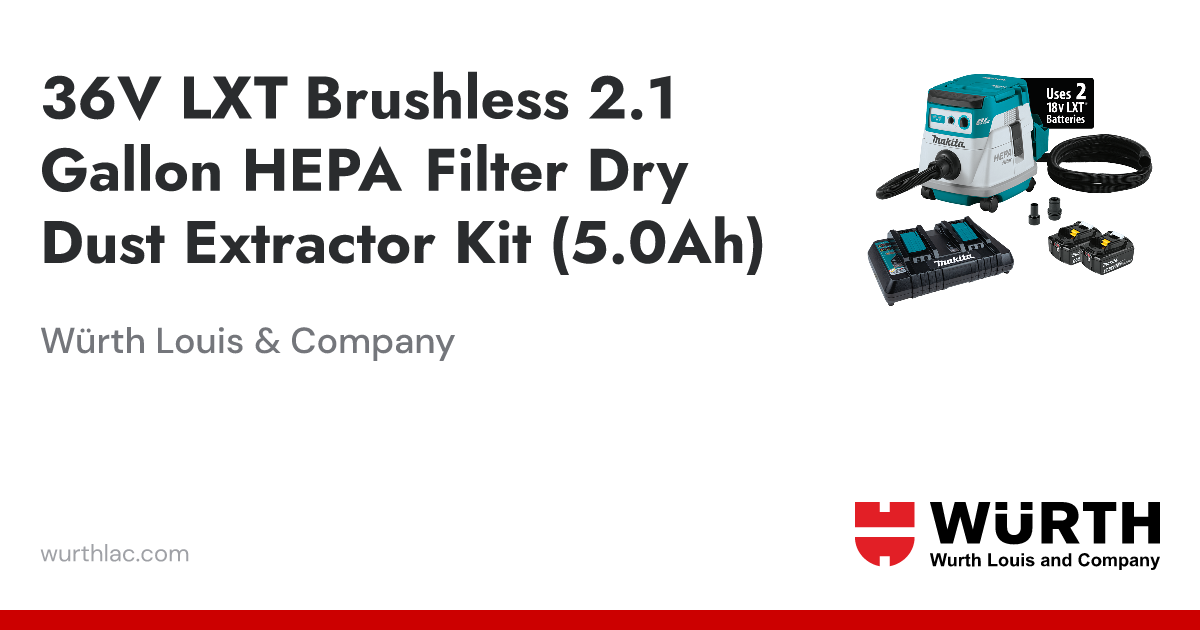 36V LXT Brushless 2.1 Gallon HEPA Filter Dry Dust Extractor Kit (5.0Ah ...