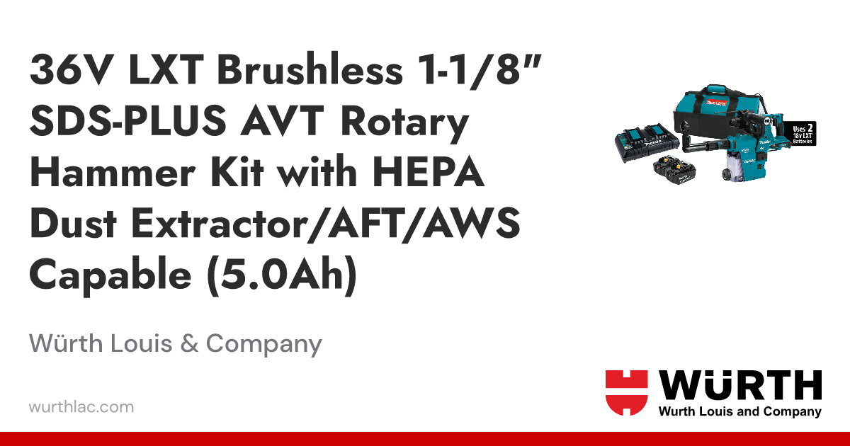 36V LXT Brushless 1-1/8" SDS-PLUS AVT Rotary Hammer Kit with HEPA Dust ...