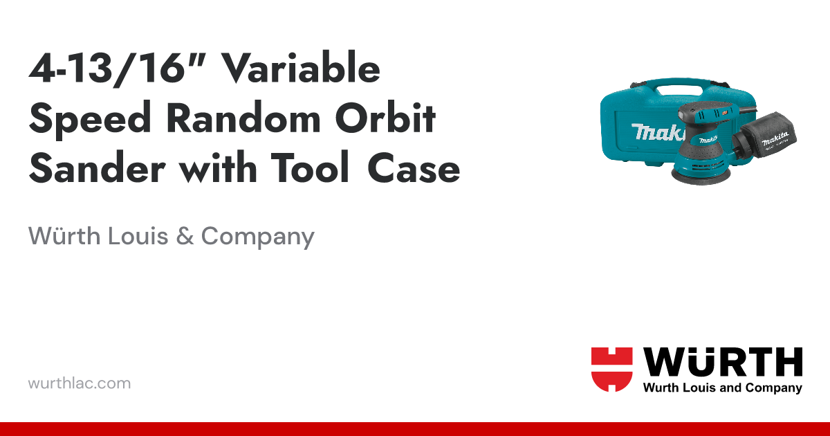 4-13/16" Variable Speed Random Orbit Sander with Tool Case | Würth ...