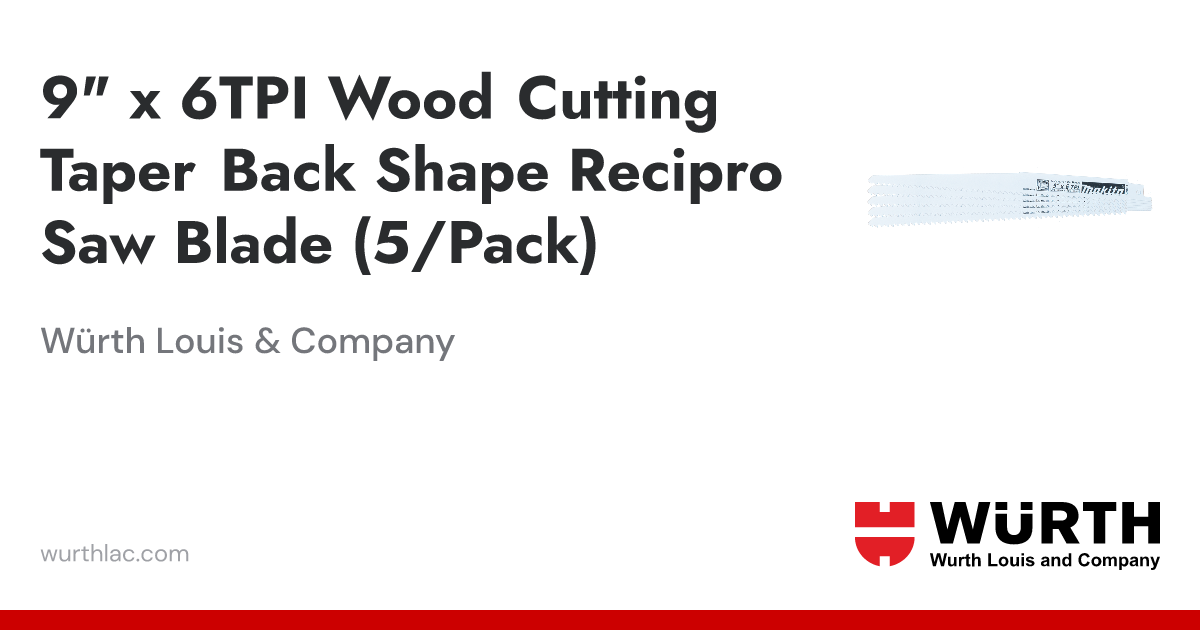 9" x 6TPI Wood Cutting Taper Back Shape Recipro Saw Blade (5/Pack ...