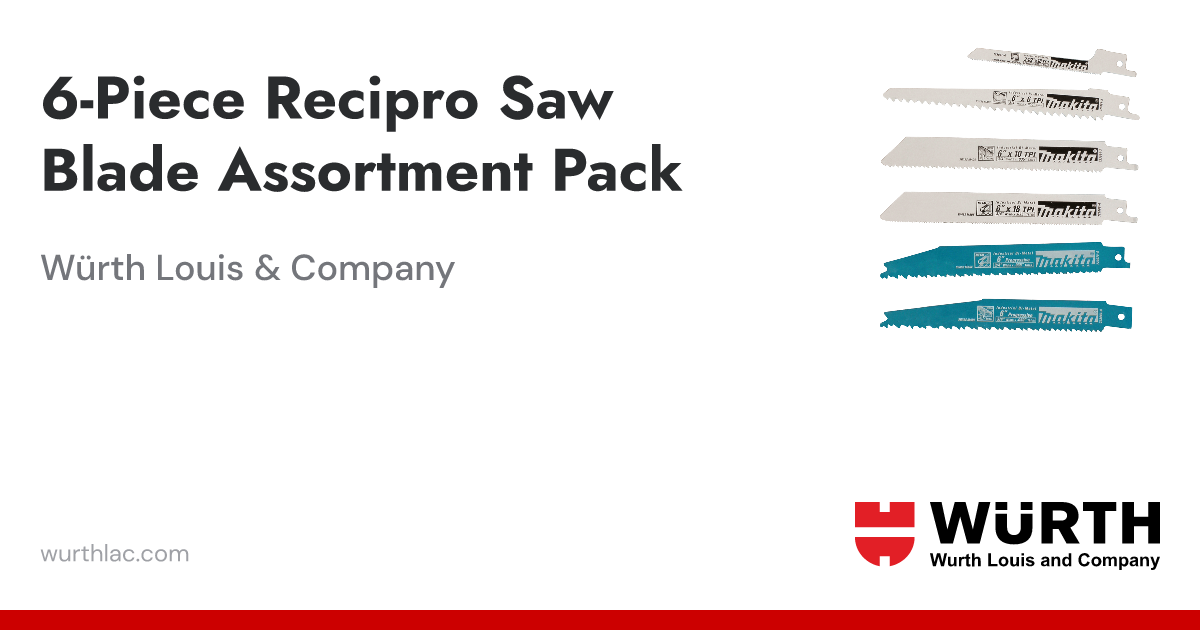 6-Piece Recipro Saw Blade Assortment Pack | Würth Louis & Company