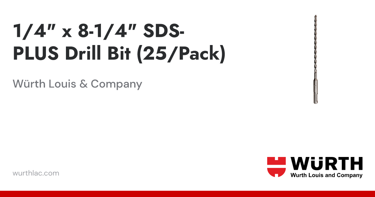1/4" x 8-1/4" SDS-PLUS Drill Bit (25/Pack) | Würth Louis & Company