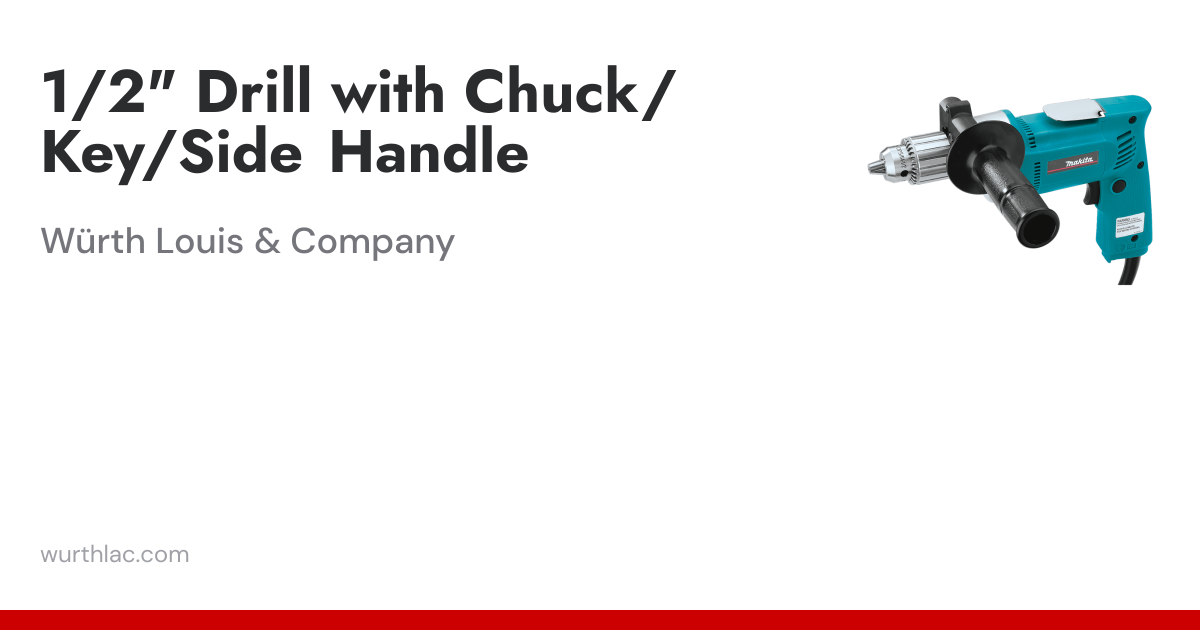 1/2" Drill with Chuck/Key/Side Handle | Würth Louis & Company